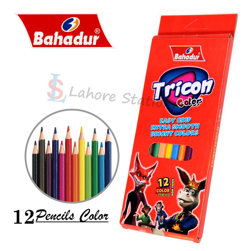 Bahadur Tricon Colour Pencils full size – Lahore Stationers