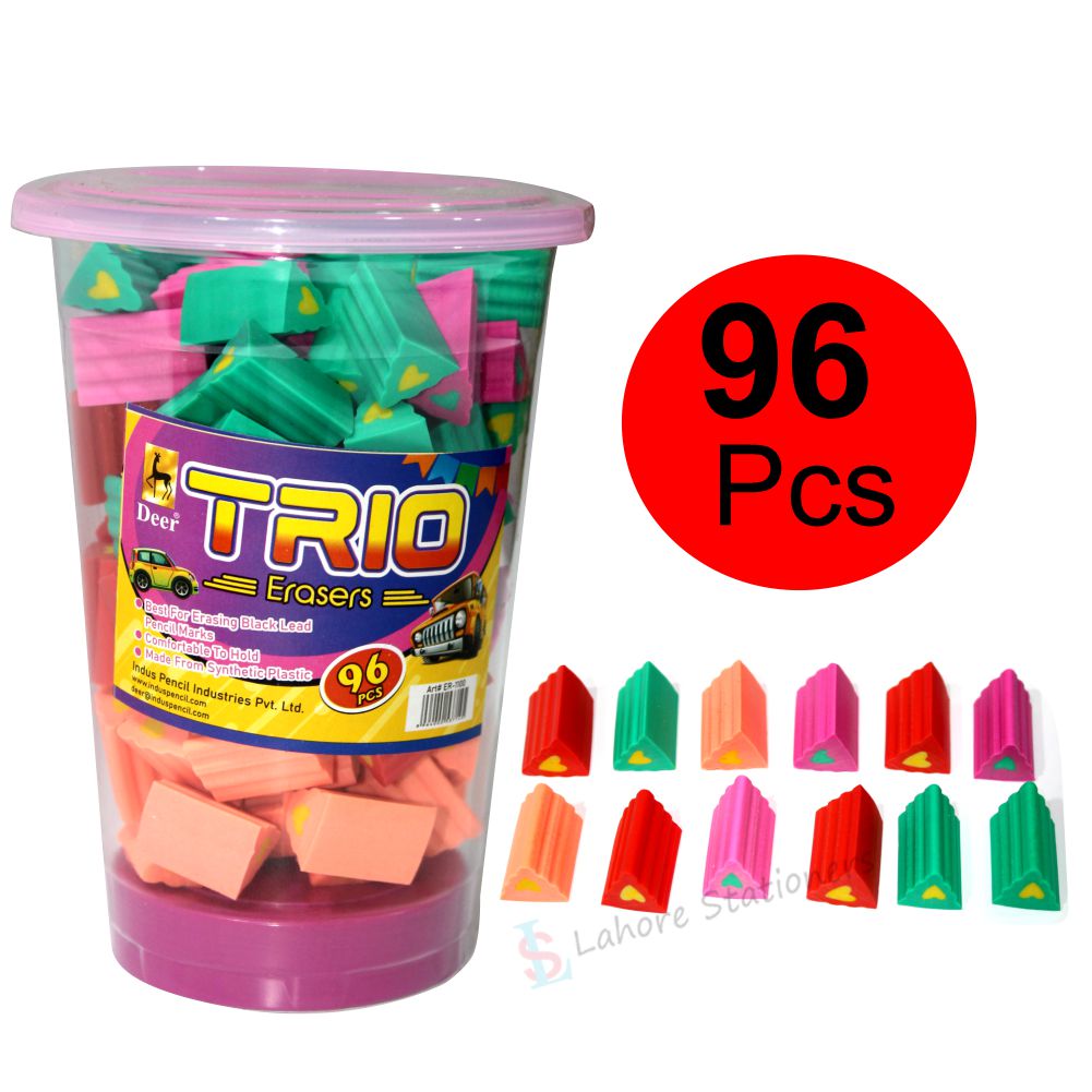 Deer Trio Erasers 96 Pcs Jar – Lahore Stationers