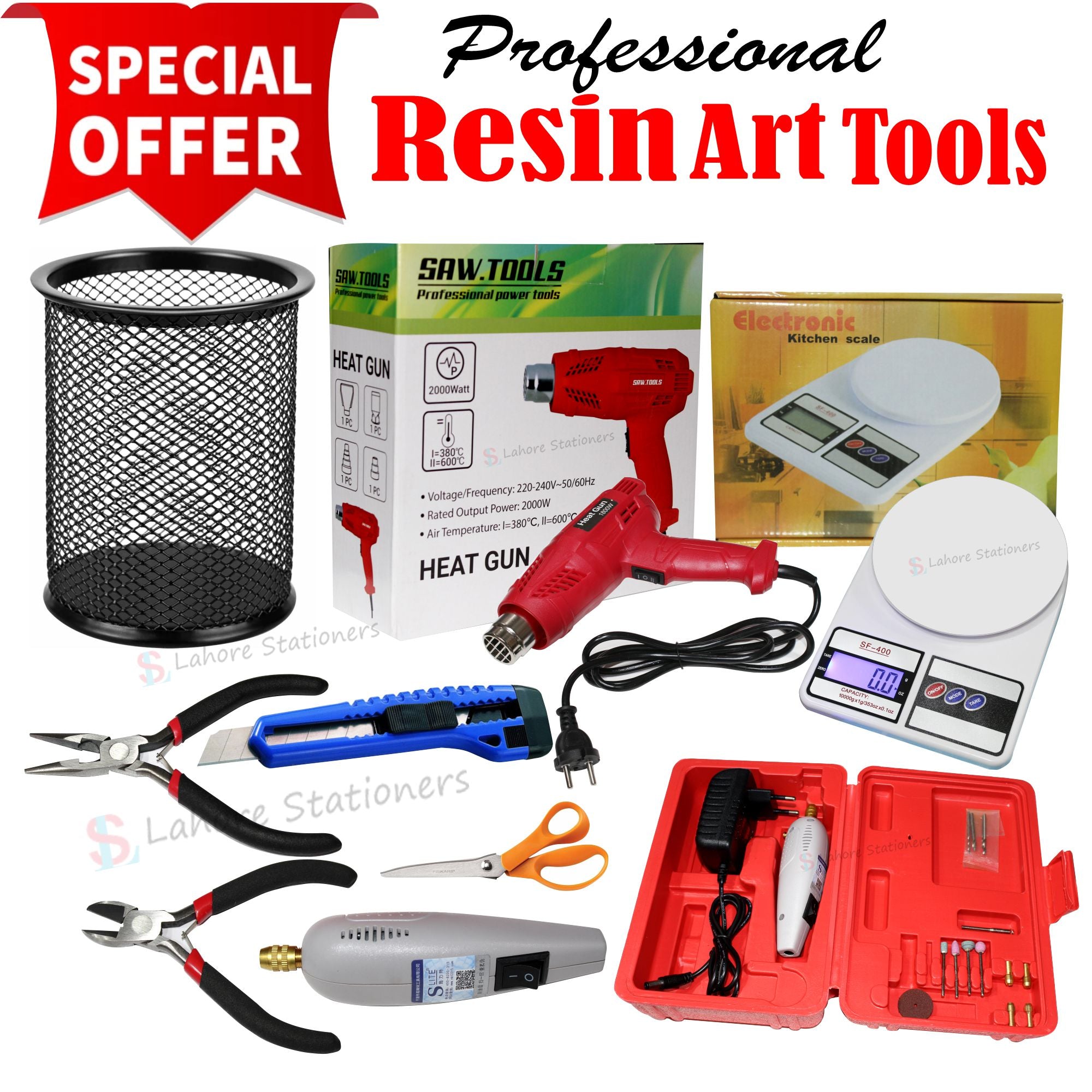 Resin Art Tools Set Heat Gun, Weight Machine, Electric Buff & Drill Ma ...