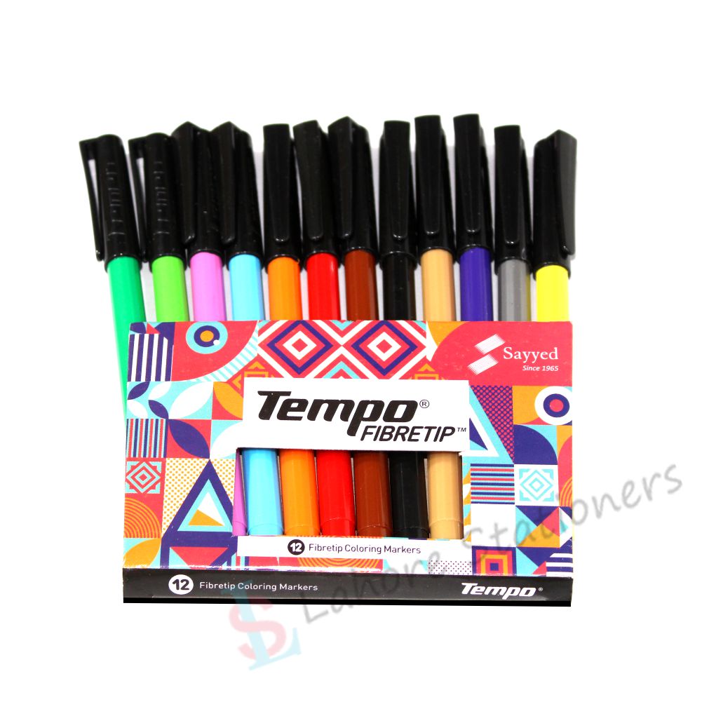 Tempo 12 Colours Marker Set – Lahore Stationers